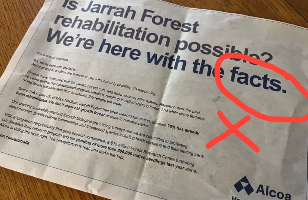 Alcoa lied about jarrah forest rehabilitation: ad watchdog