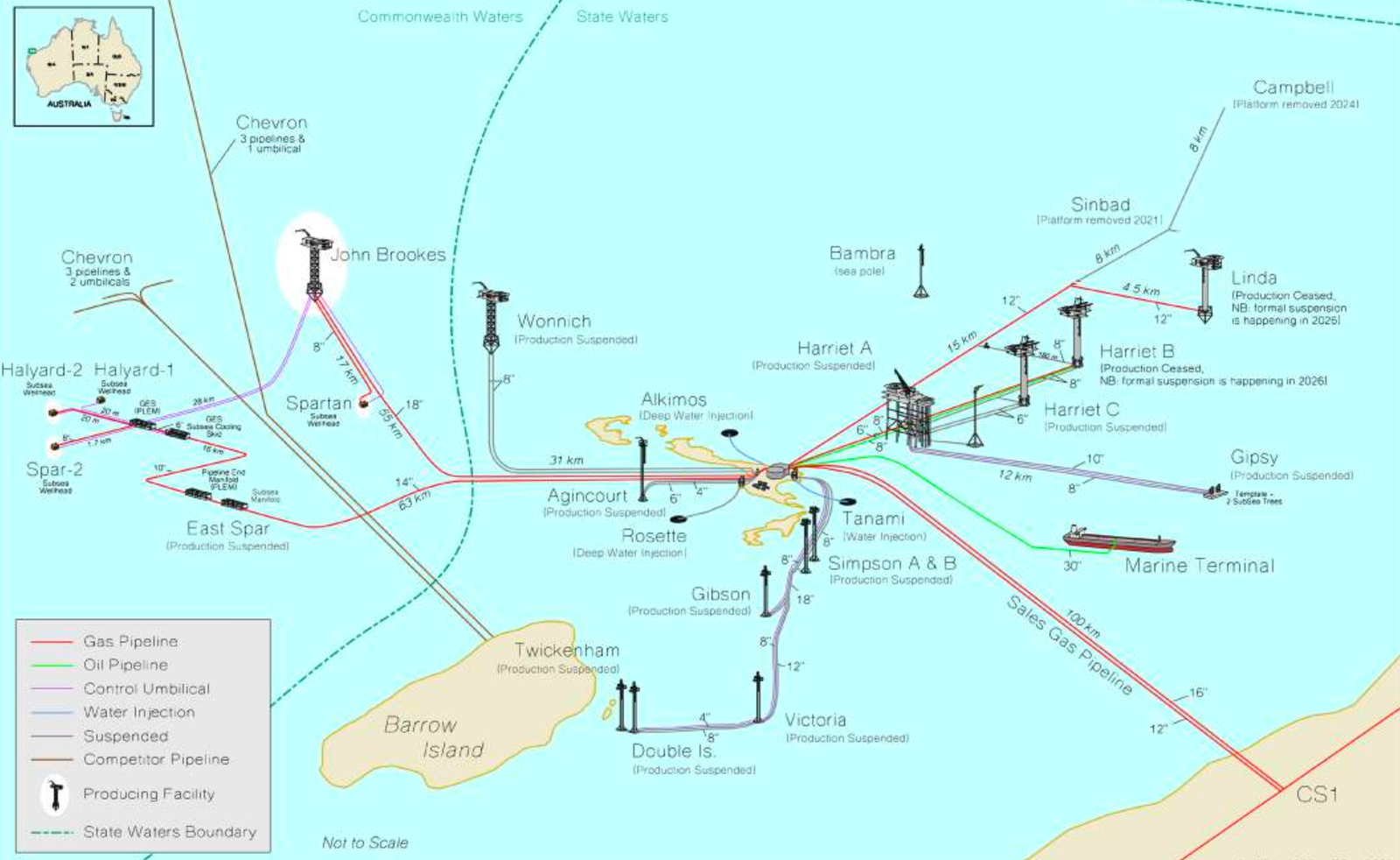 Gas is escaping near Santos wells offshore WA